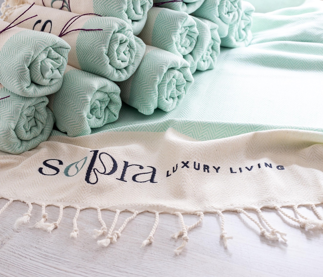 Custom Logo Beach Towel: Corporate Client Closing Gift - Etsy