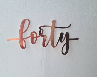 Forty Script Cake Topper - Etsy UK