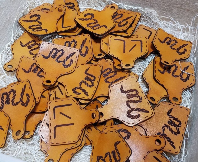 Adhesive Cattle Tag Leather Patch Cattle Tag Patch With - Etsy