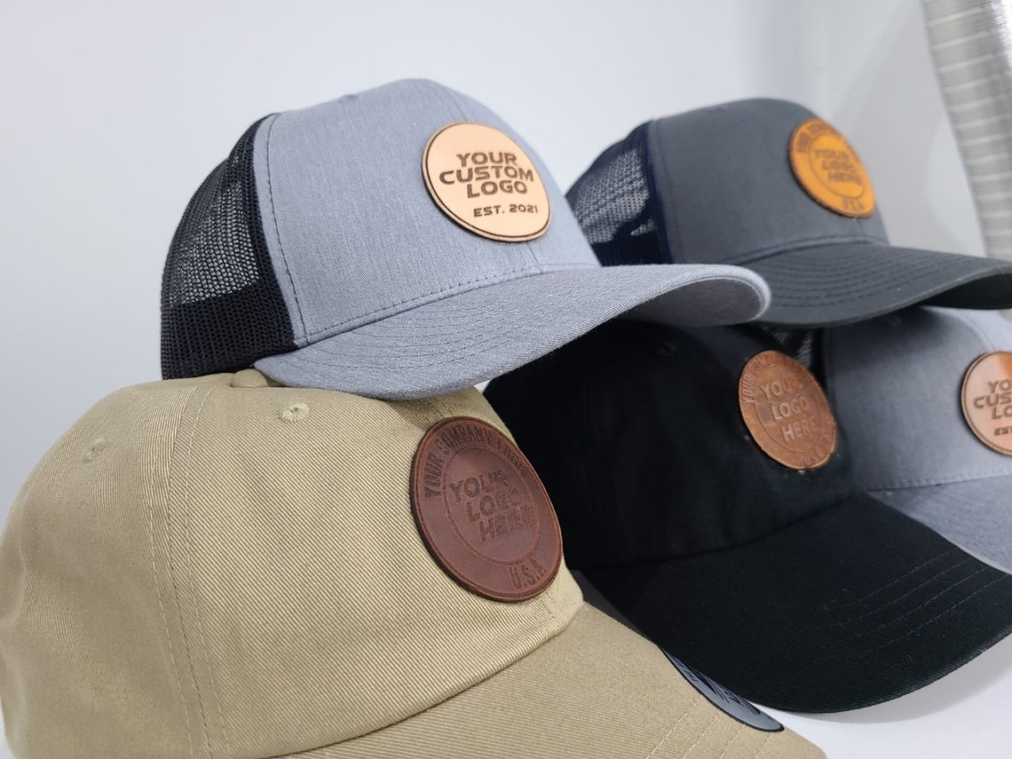 4 Custom Leather Patch Hats Richardson 112 Snapback | Etsy