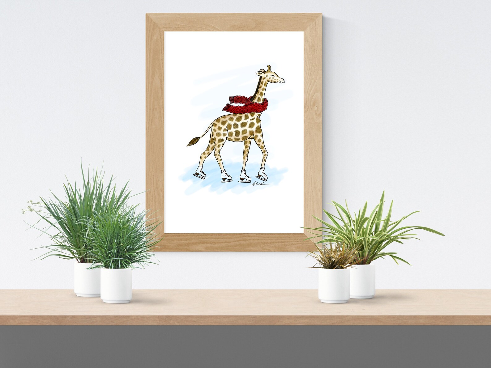 Giraffe Printable | Ice-skating Giraffe | Animal Wall Décor | Digital ...