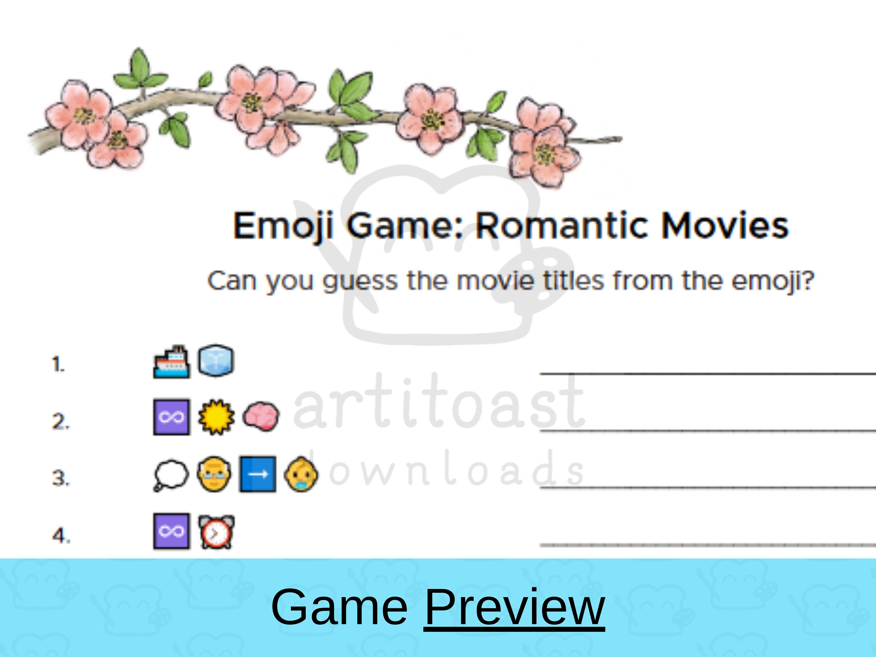 Guess the Romance Movie Title | Emoji Guessing Game | Printable ...