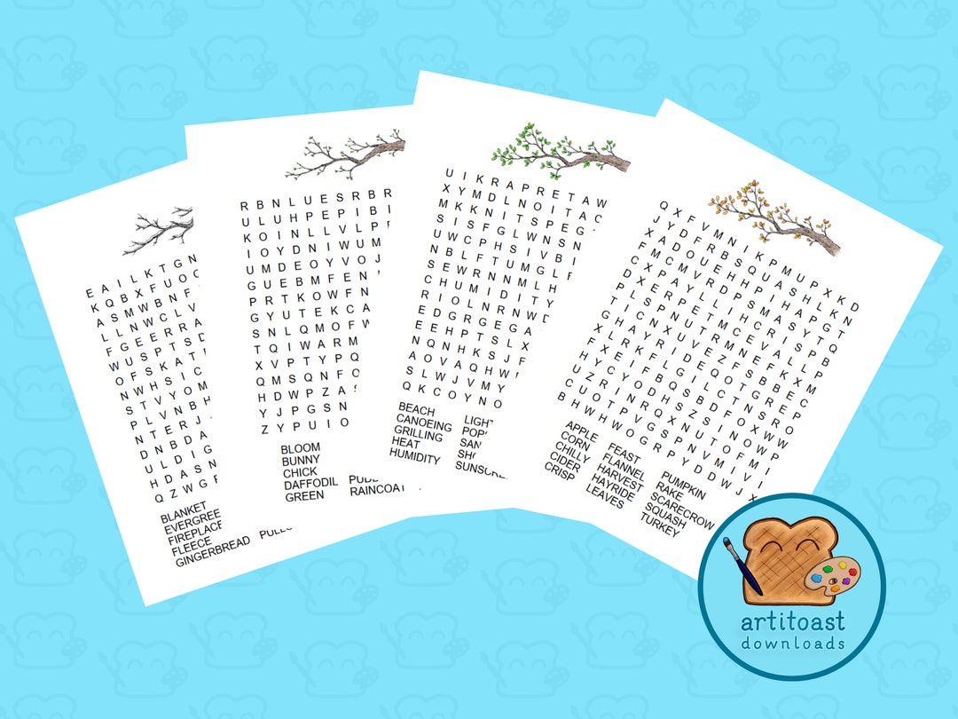 Seasonal Word Search Pack | Winter | Spring | Summer | Fall | Printable ...