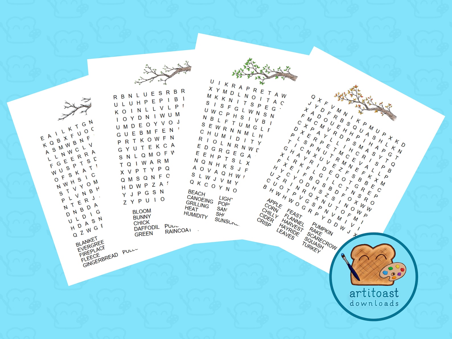 Seasonal Word Search Pack | Winter | Spring | Summer | Fall | Printable ...
