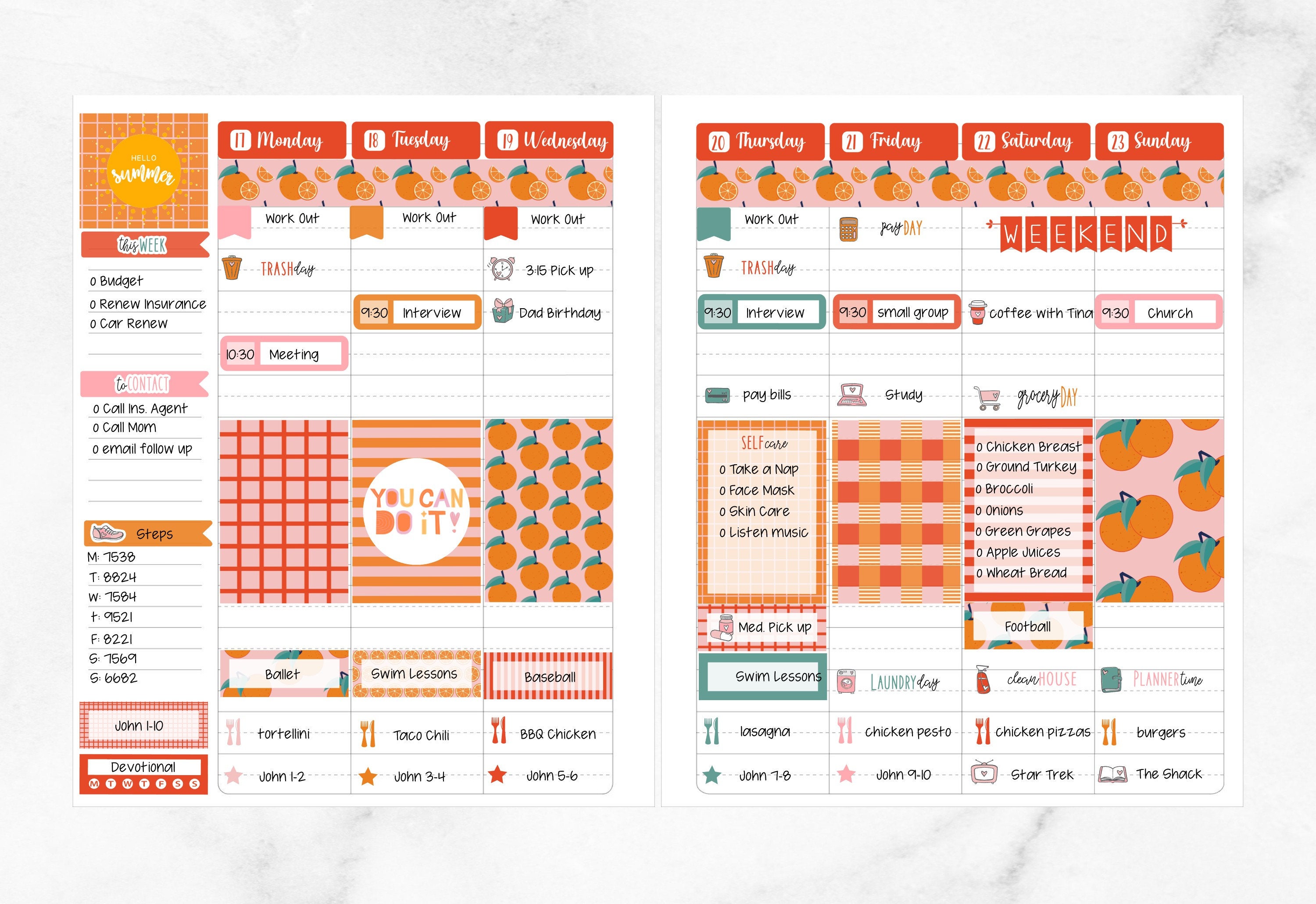 KIT 329 WEEKLY Citrus Oranges Weekly Planner Kit - Etsy