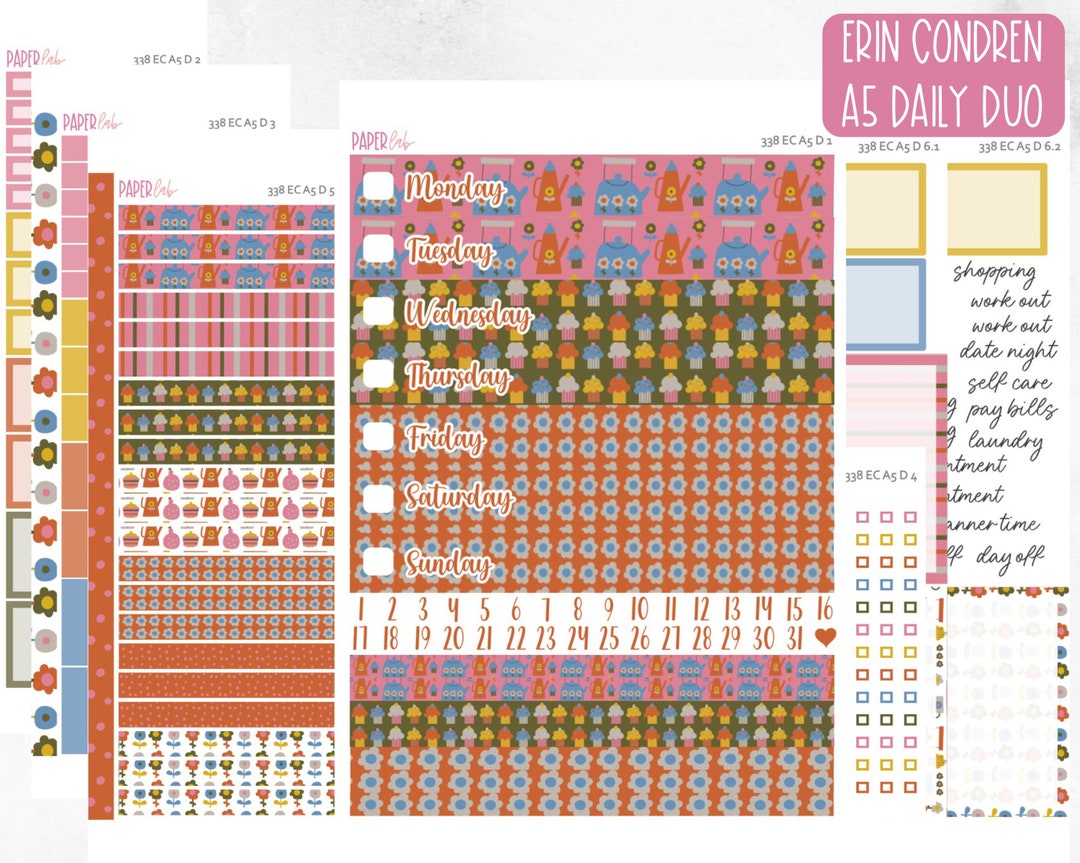 KIT-338 A5 Daily Duo Tea Time Erin Condren Daily Duo Kit - Etsy