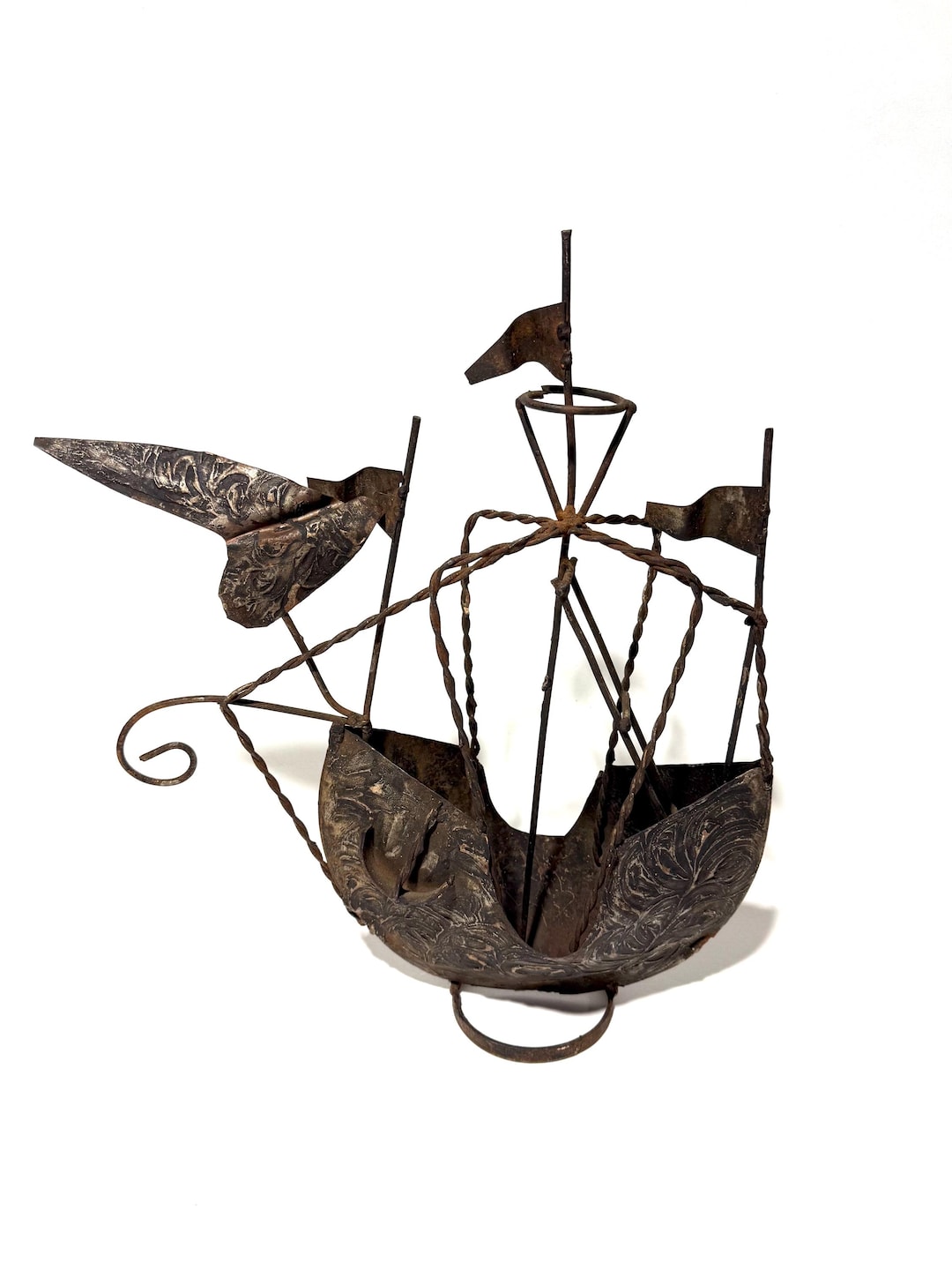 Vintage Metal Sailing Ship Sculpture - Etsy