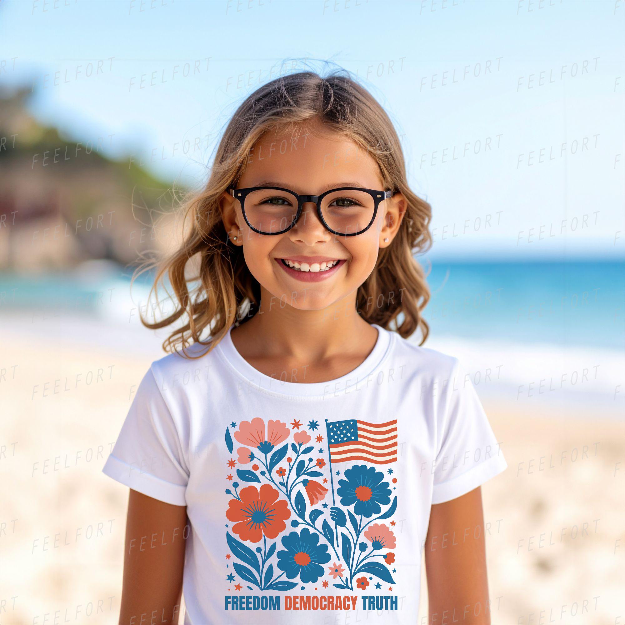 Freedom Democracy Truth Floral PNG | Patriotic Flower Clipart With USA ...