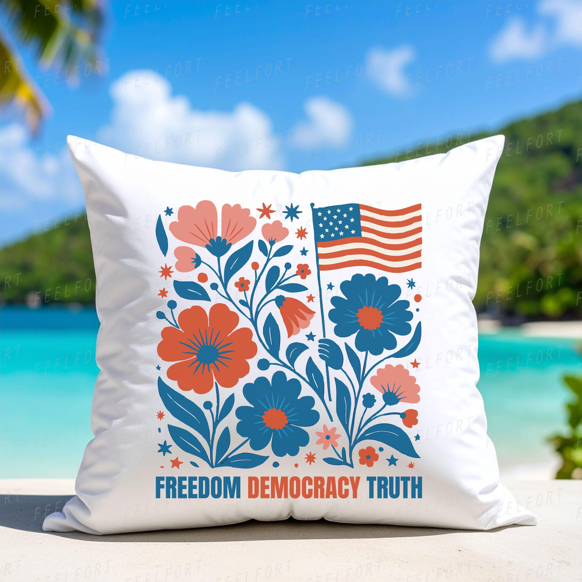 Freedom Democracy Truth Floral PNG | Patriotic Flower Clipart With USA ...