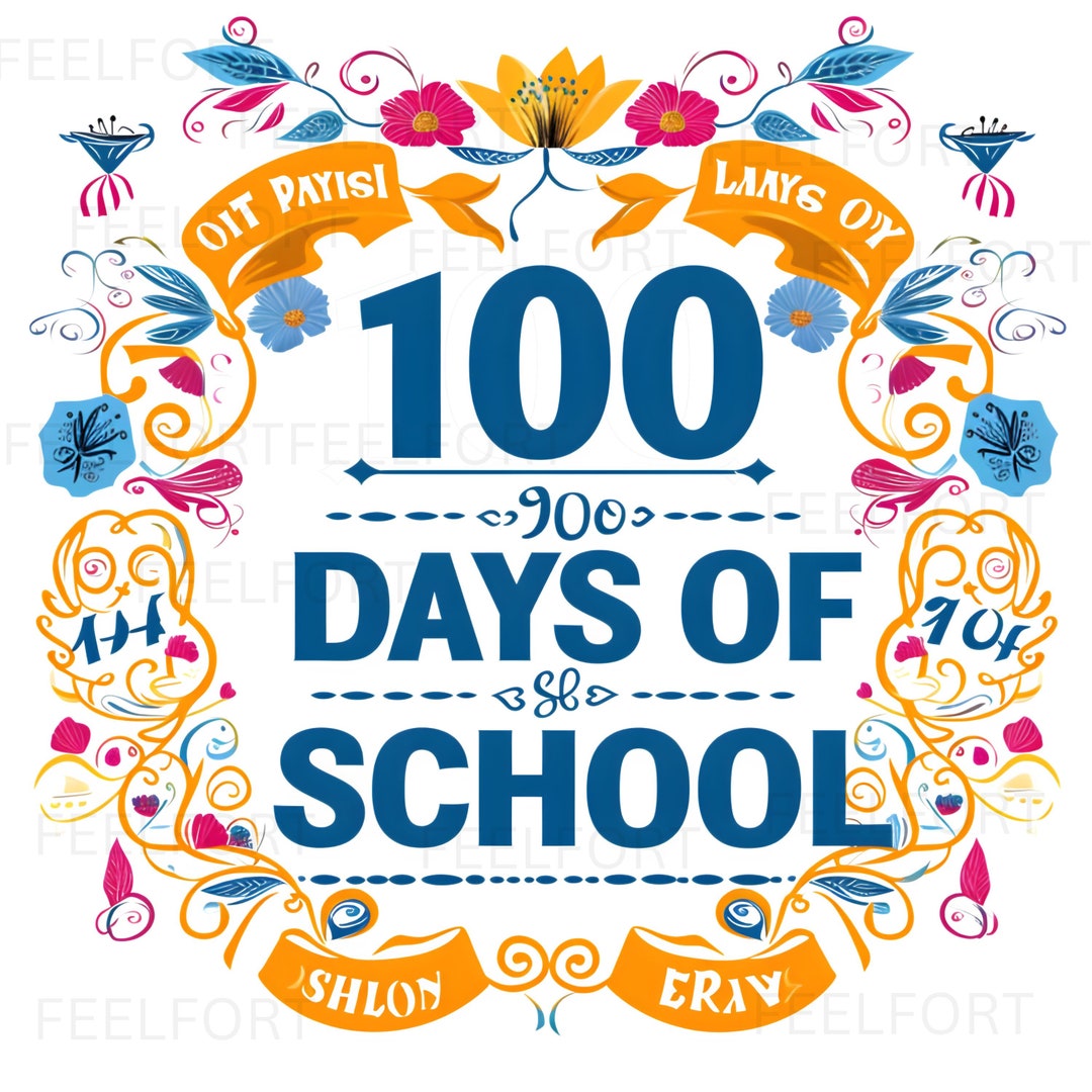 100 Days of School Png Sublimation Design Download, Happy 100 Days Png ...