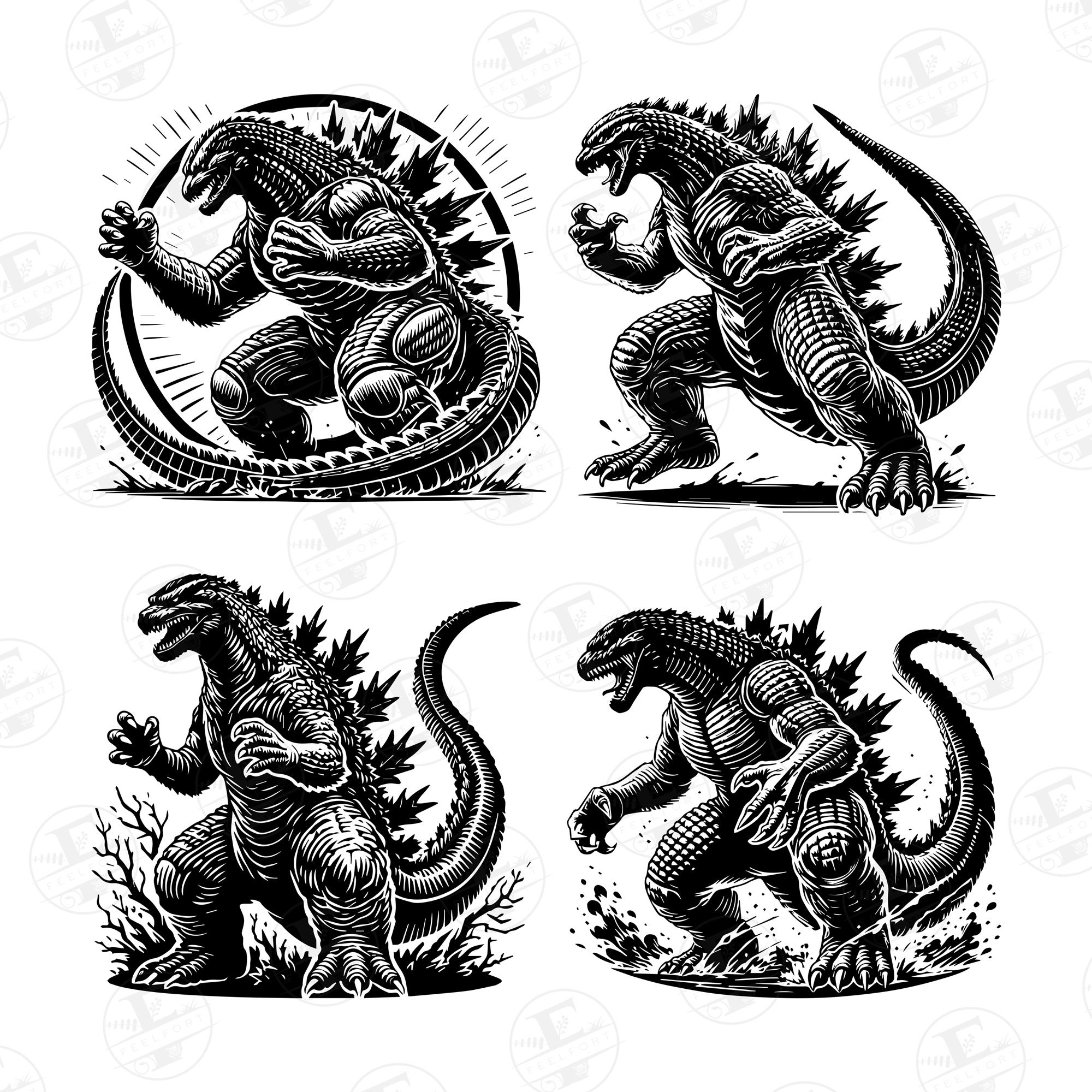 Angry Godzilla SVG PNG Bundle, Scary Godzilla Svg, Cartoon Godzilla Svg ...