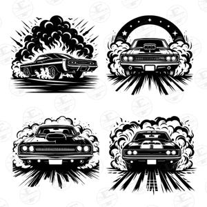 Muscle Car Burnout SVG PNG Bundle, Muscle Car Svg, Car Burnout Svg ...