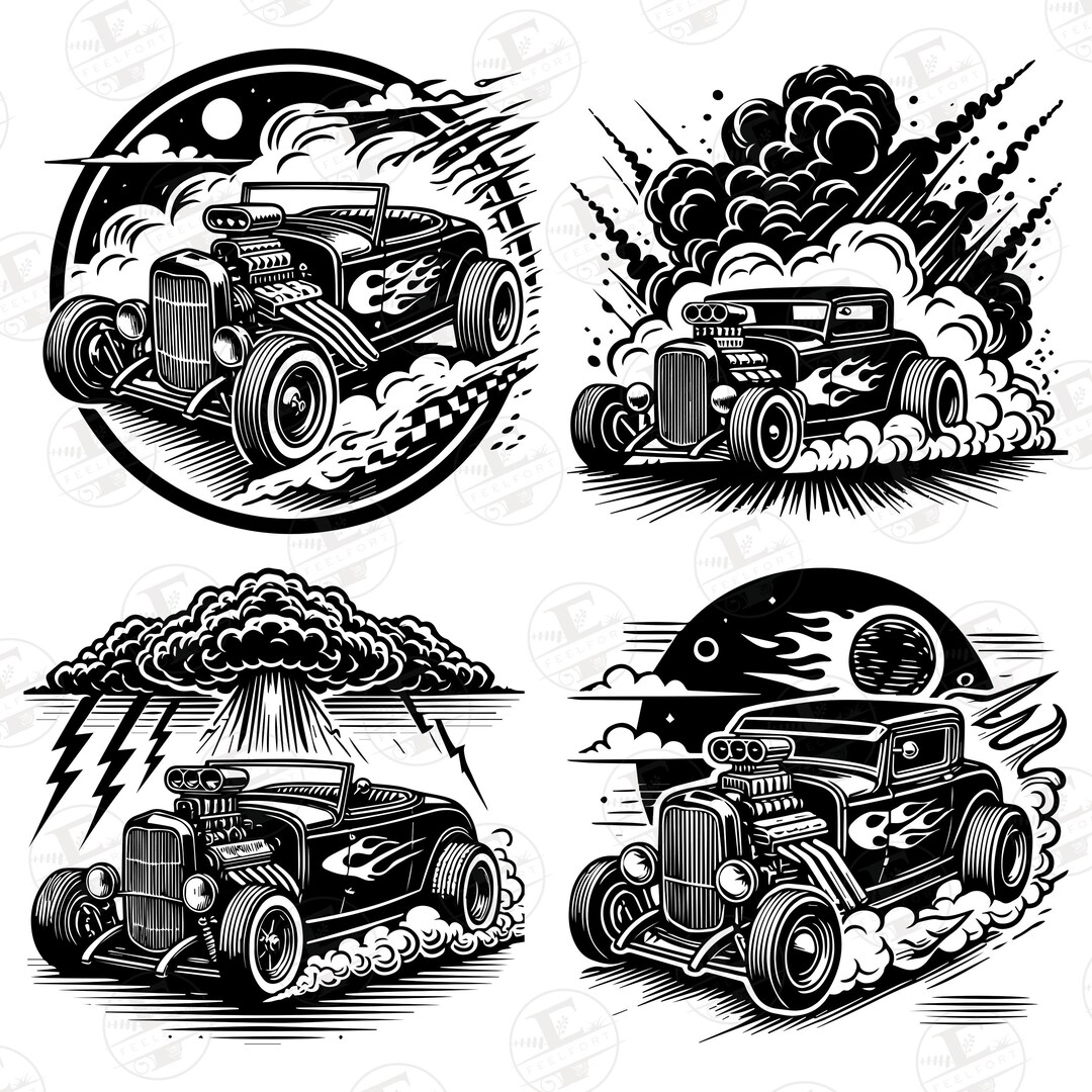 Hot Rod Car SVG PNG Bundle, Muscle Car Svg, Car Burnout Svg, Muscle Car ...
