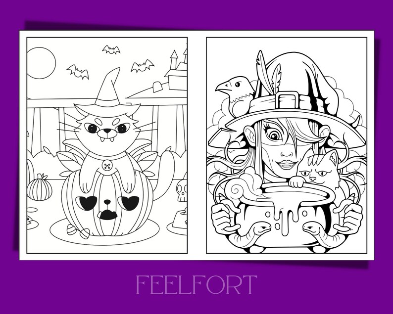 Halloween Spooky Coloring Pages for Adults 50 Coloring Pages Digital ...
