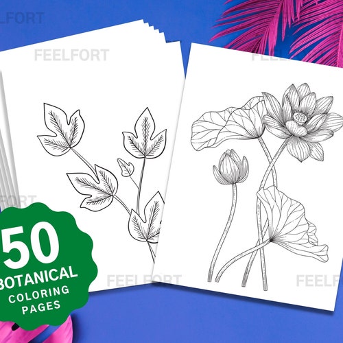 Floral Coloring Pages Printable Adult Flowers Coloring Book - Etsy