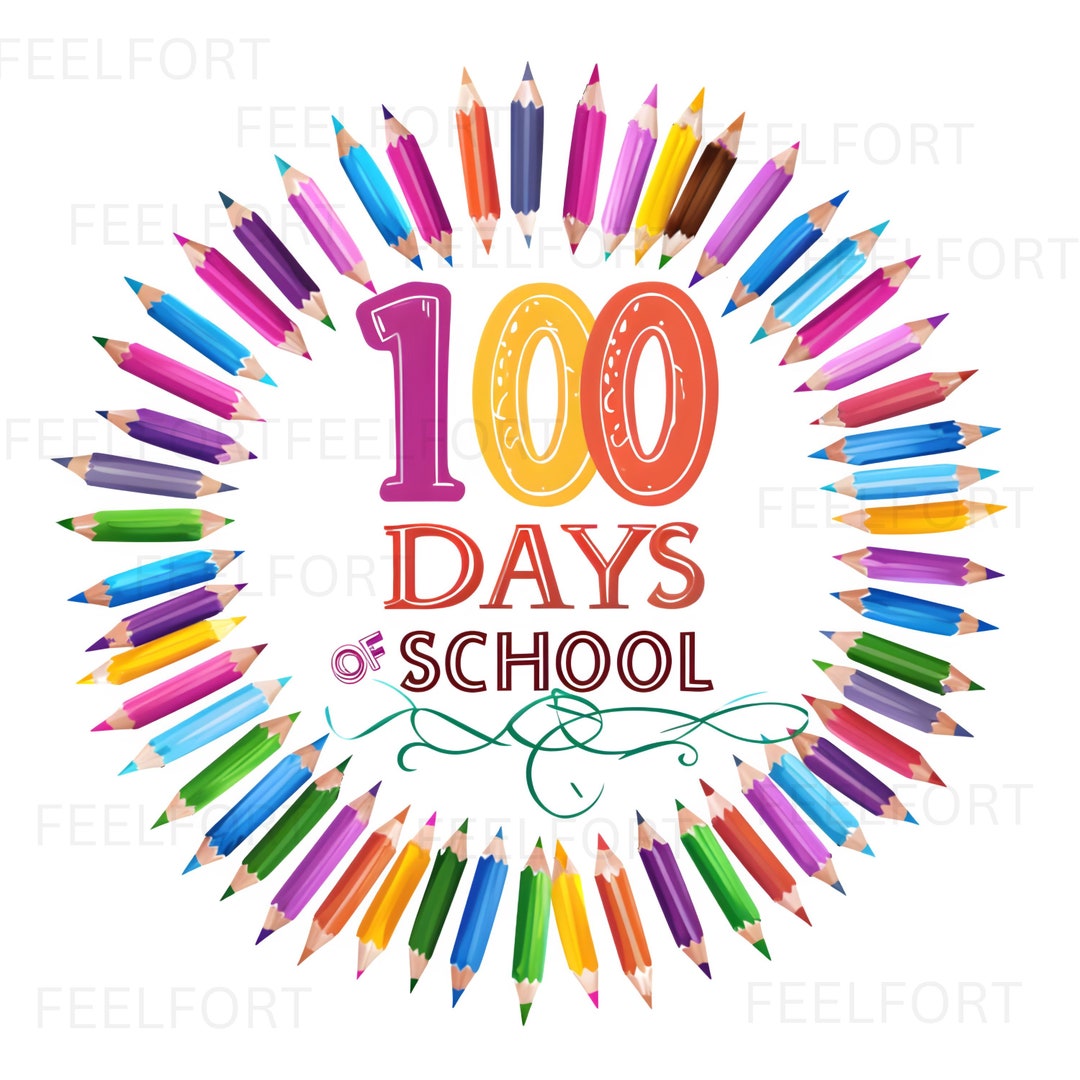 Color Pencils 100 Days of School Png Sublimation Design Download, Happy ...