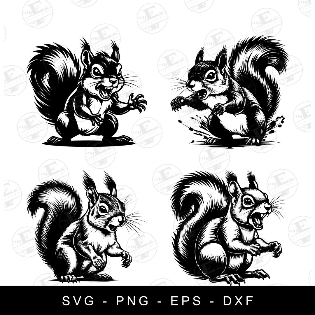Angry Squirrel SVG PNG Bundle, Scary Squirrel Svg, Cartoon Squirrel Svg ...