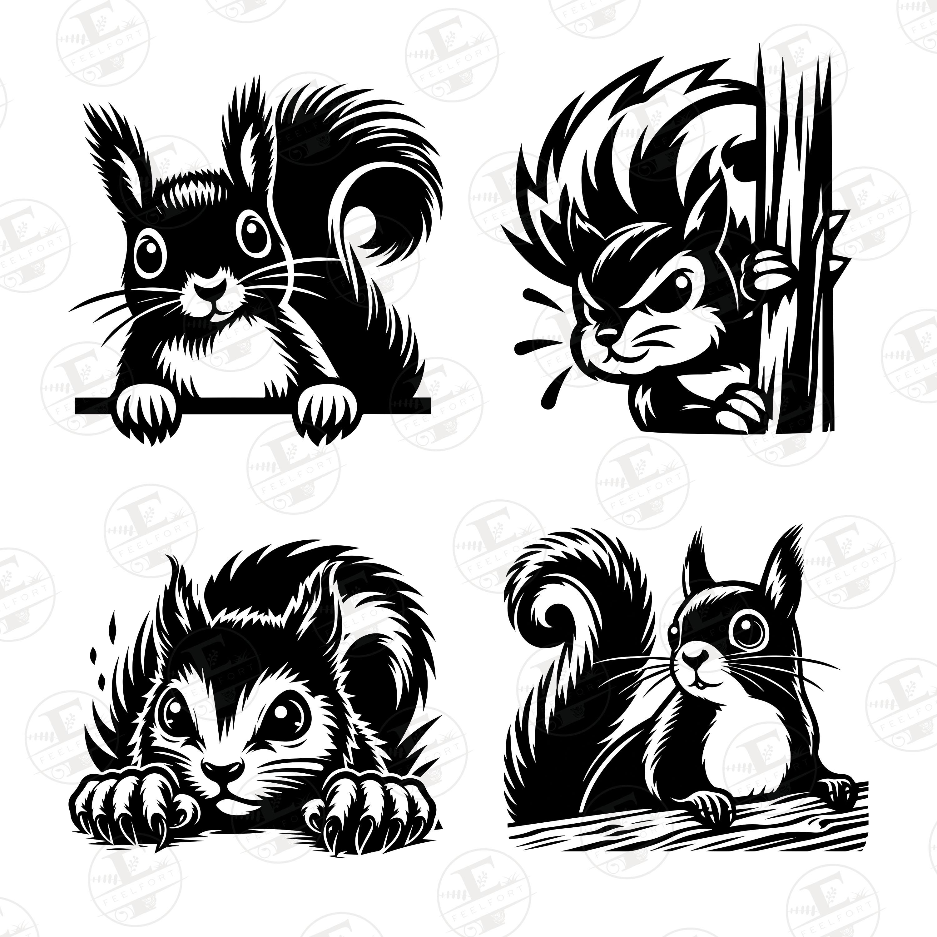 Peeking Squirrel SVG and PNG Bundle, Squirrel Clipart, Peeking Animal ...