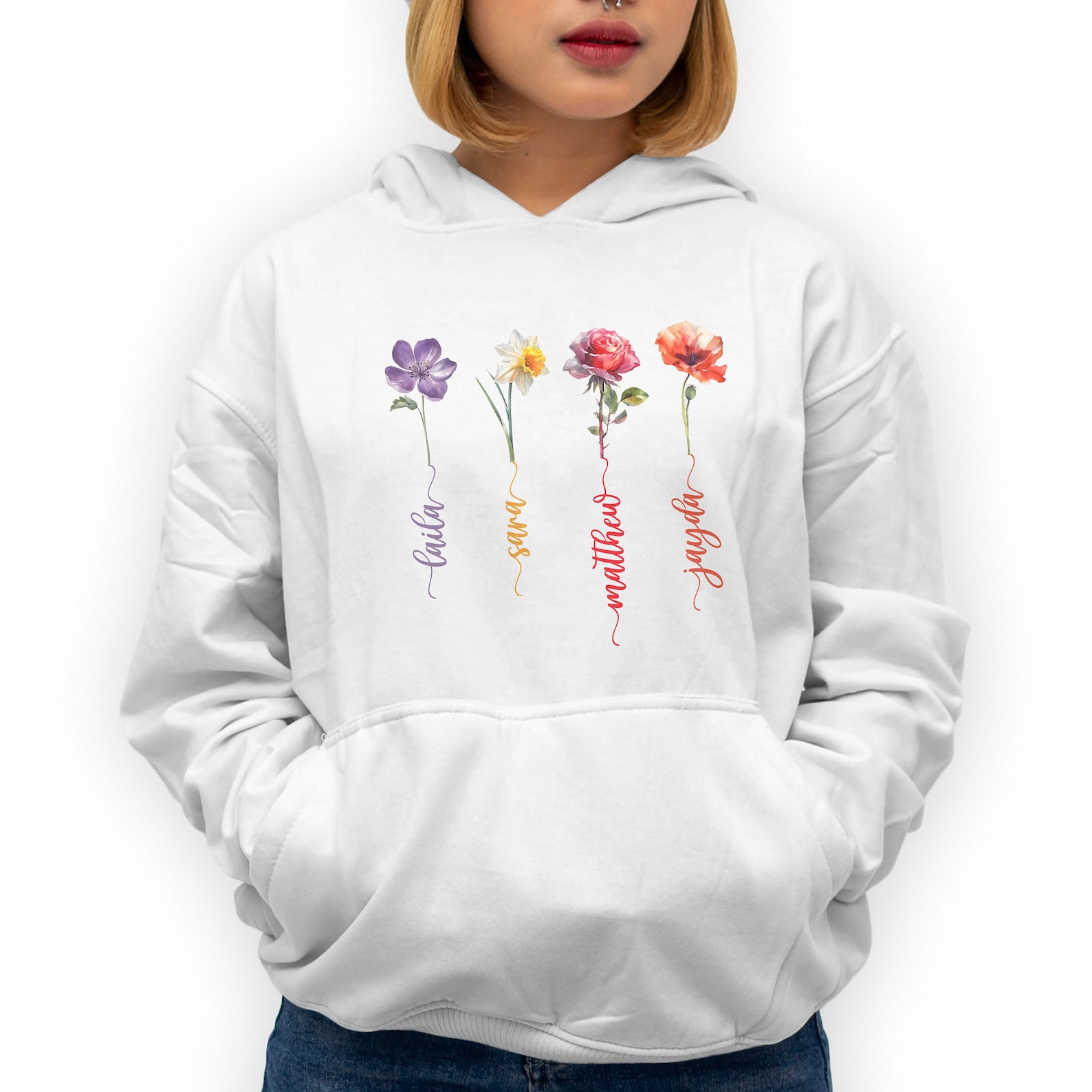 Birth Month Flowers Clipart Set Colorful Watercolor Floral PNG DIY ...