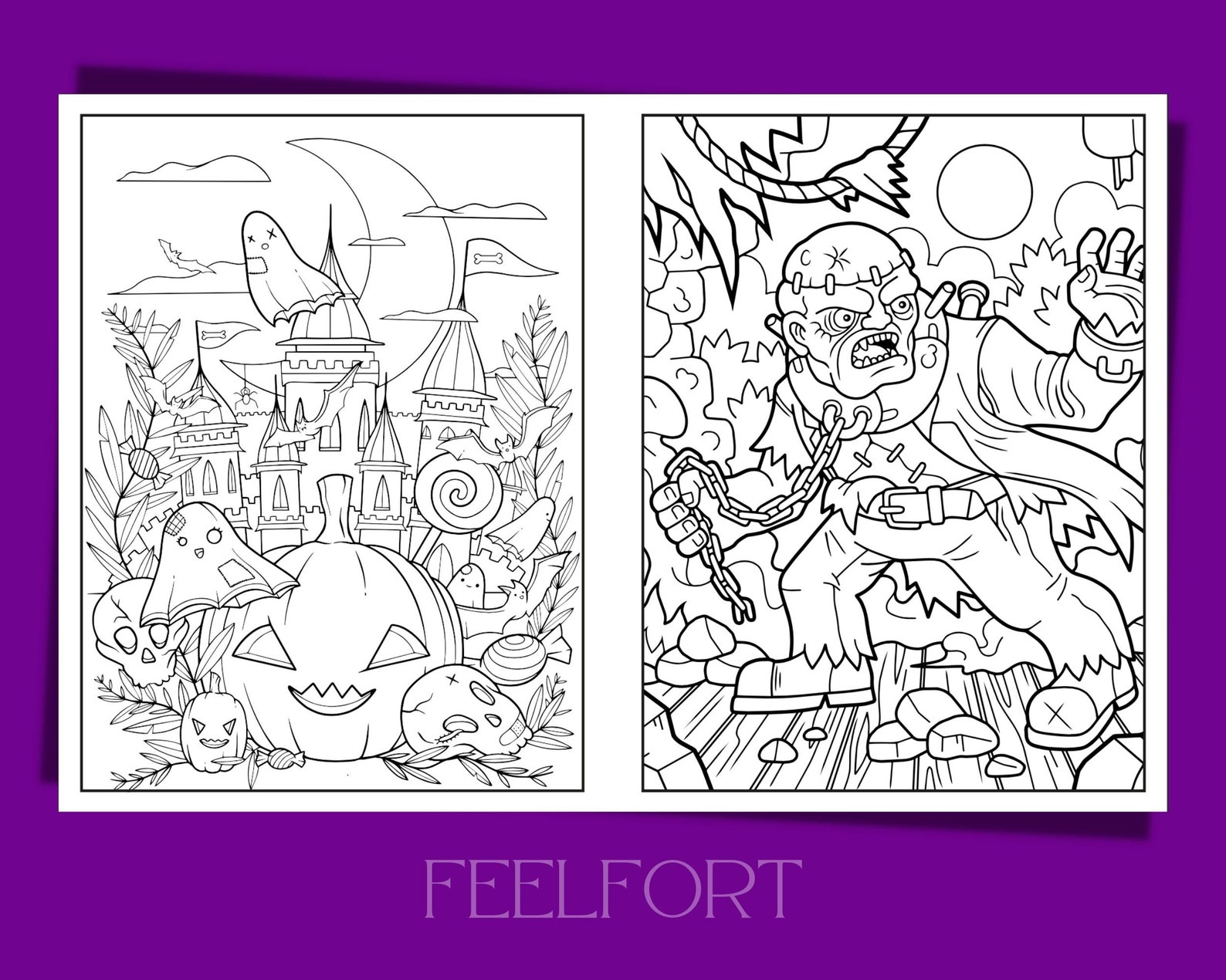 Halloween Spooky Coloring Pages for Adults 50 Coloring Pages Digital ...
