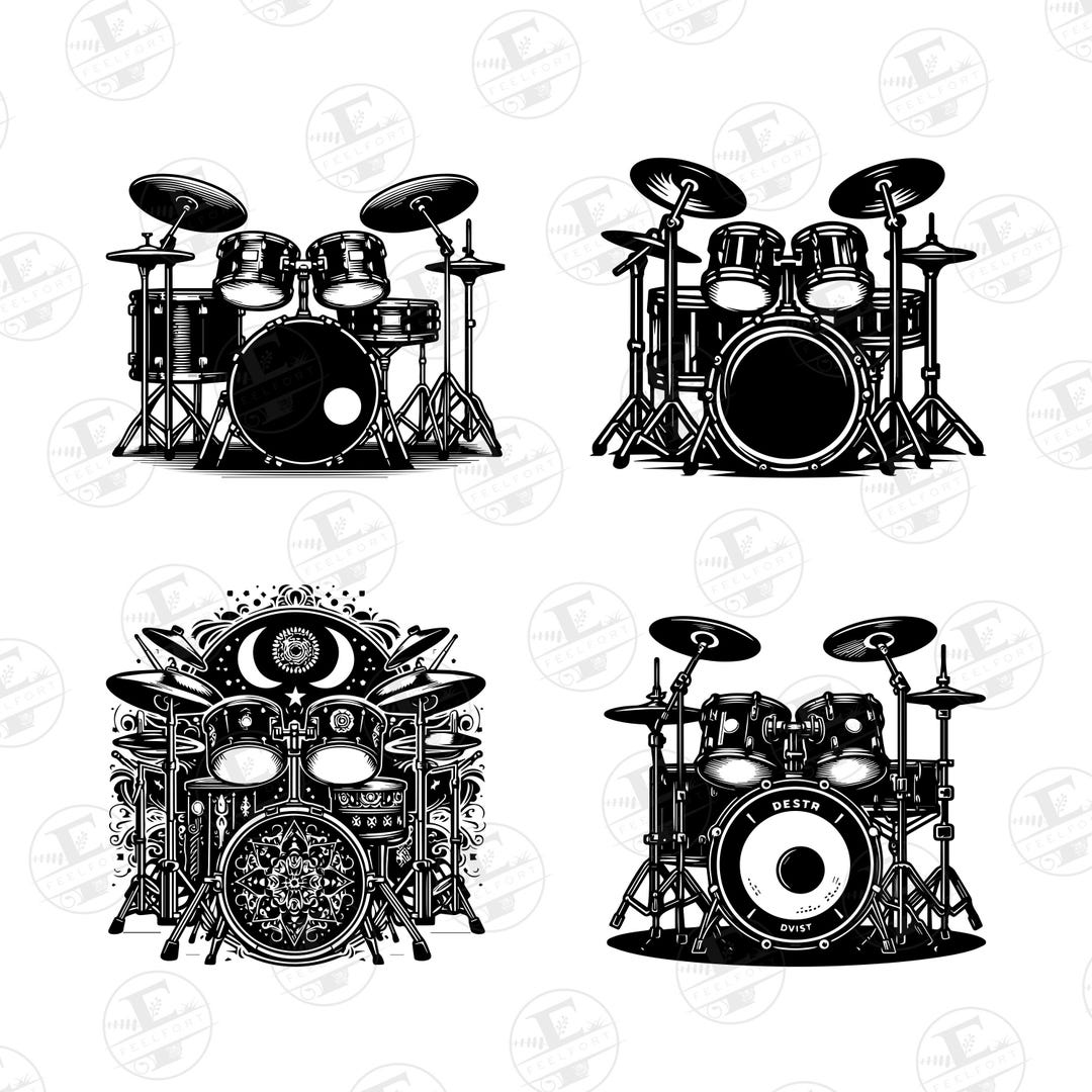 Drums SVG and PNG Bundle, Drum Set Clipart, Musical Instrument Svg ...