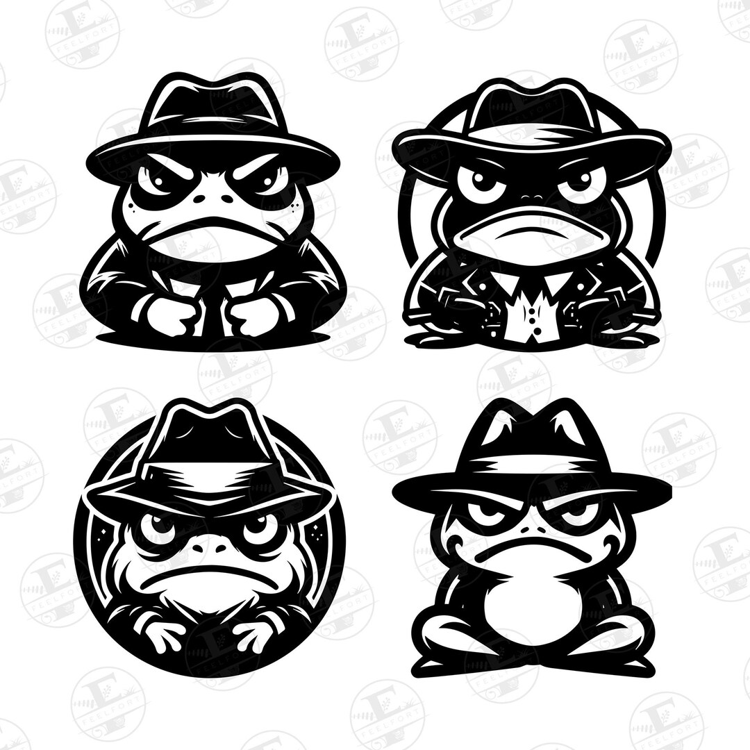 Angry Frog Wearing Hat SVG and PNG Bundle, Angry Frog Clipart, Angry ...