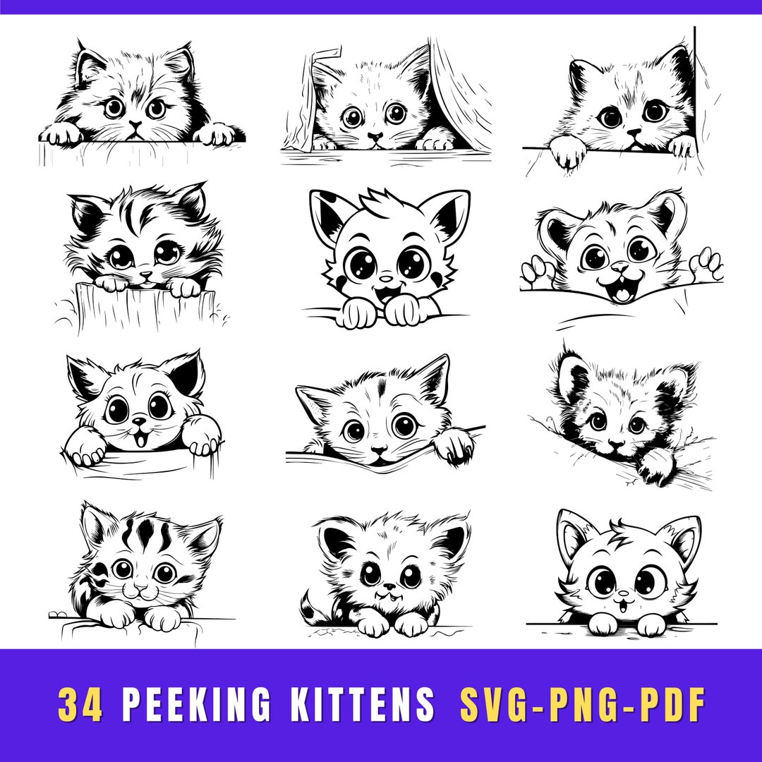 Peeking Cat SVG PNG Peeking Cat Clipart Peeking Kitten Svg Files for ...