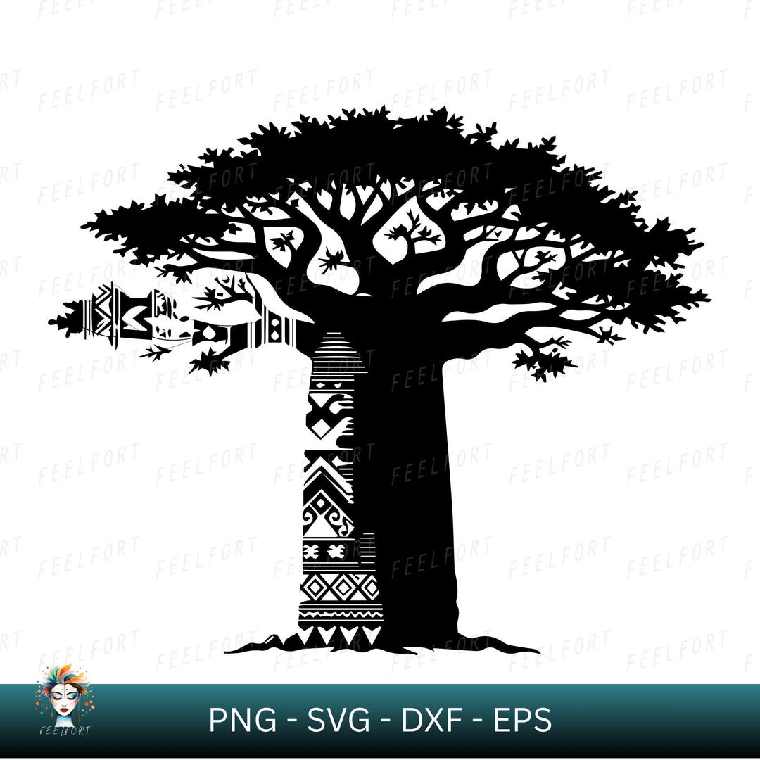 Baobab Tree SVG, African Tree of Life Png, Dxf Cut File, Eps Vector ...