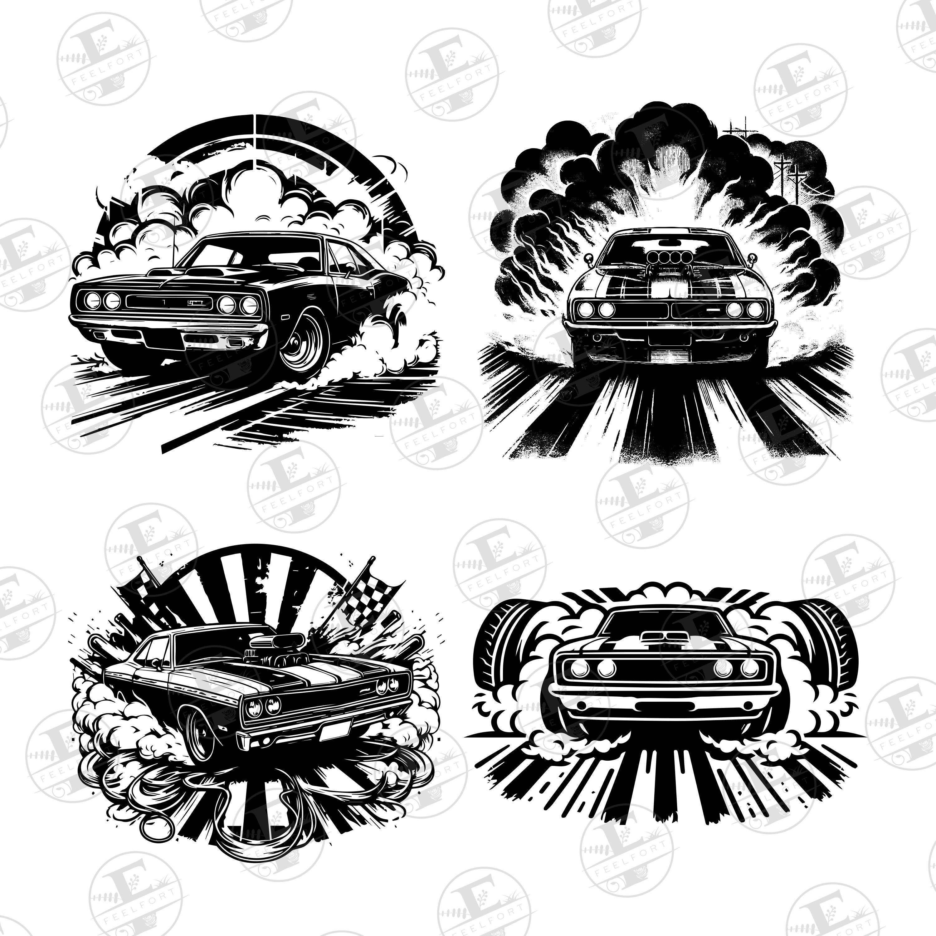 Muscle Car Burnout SVG PNG Bundle, Muscle Car Svg, Car Burnout Svg ...