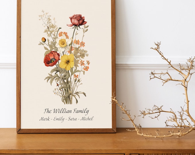 Custom Birth Flower Bouquets Digital Prints Digital Download ...