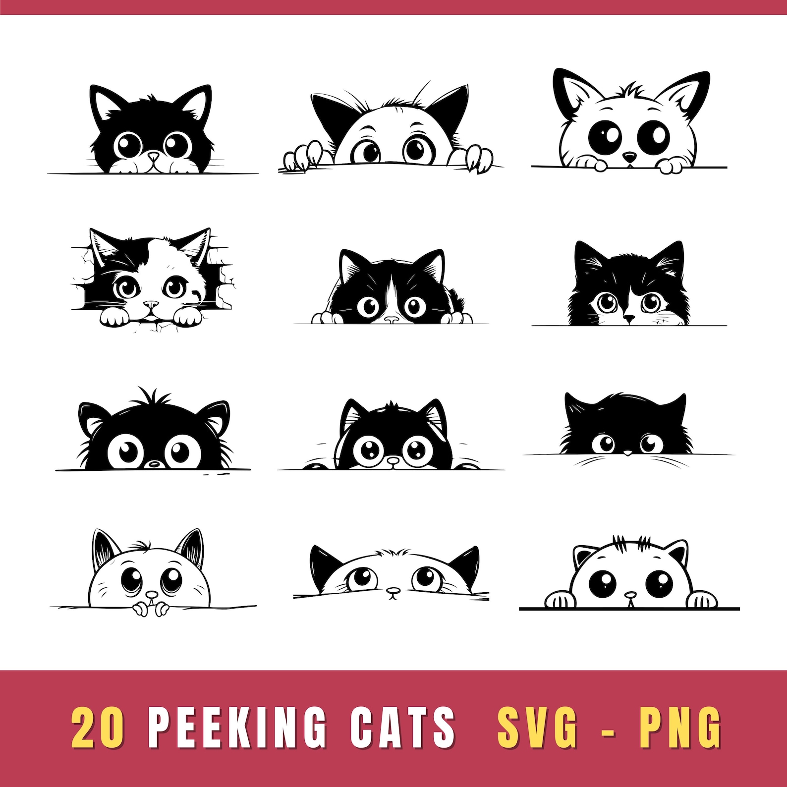 Peeking Cat SVG PNG Peeking Cat Clipart Peeking Cat Svg Files for ...