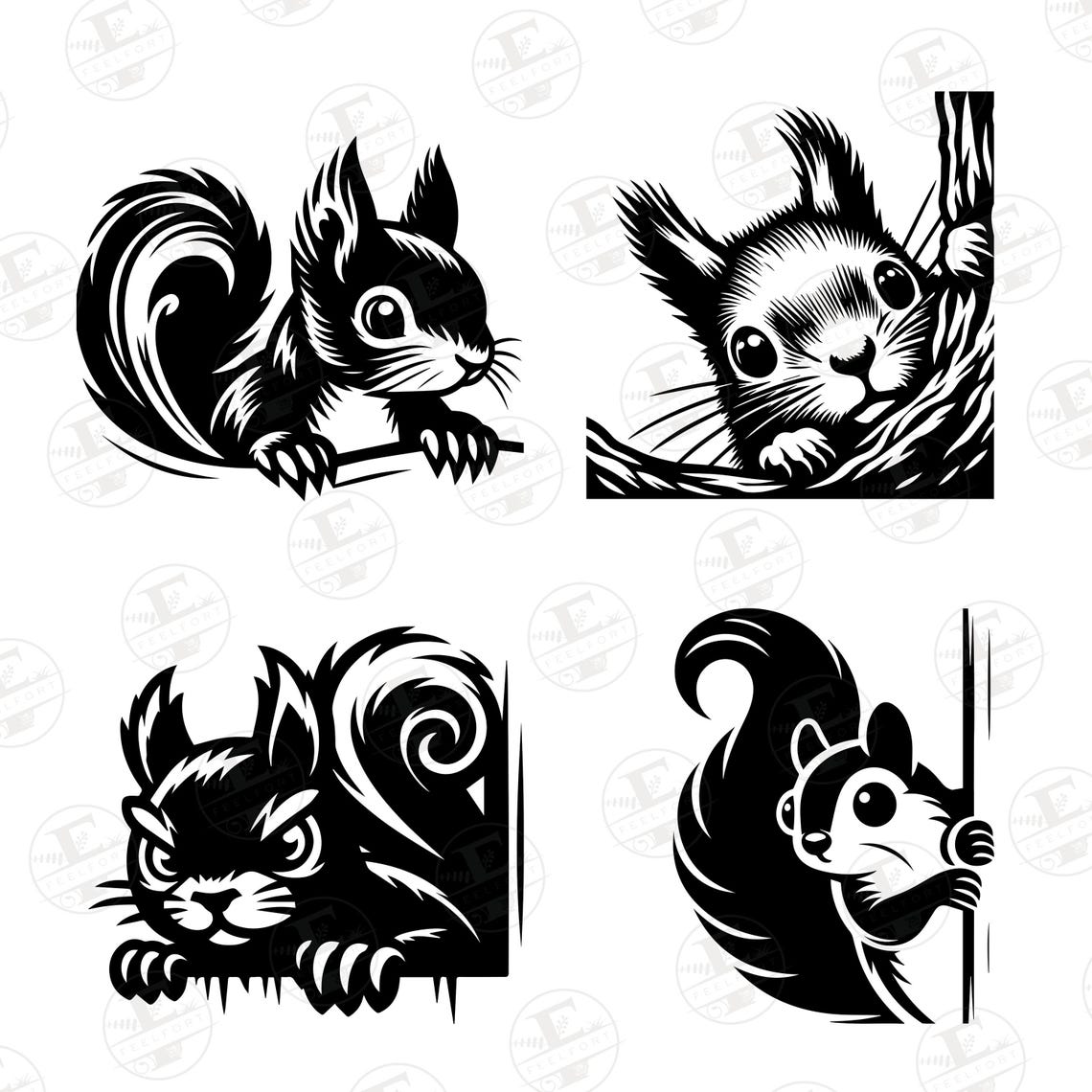 Peeking Squirrel SVG and PNG Bundle, Squirrel Clipart, Peeking Animal ...