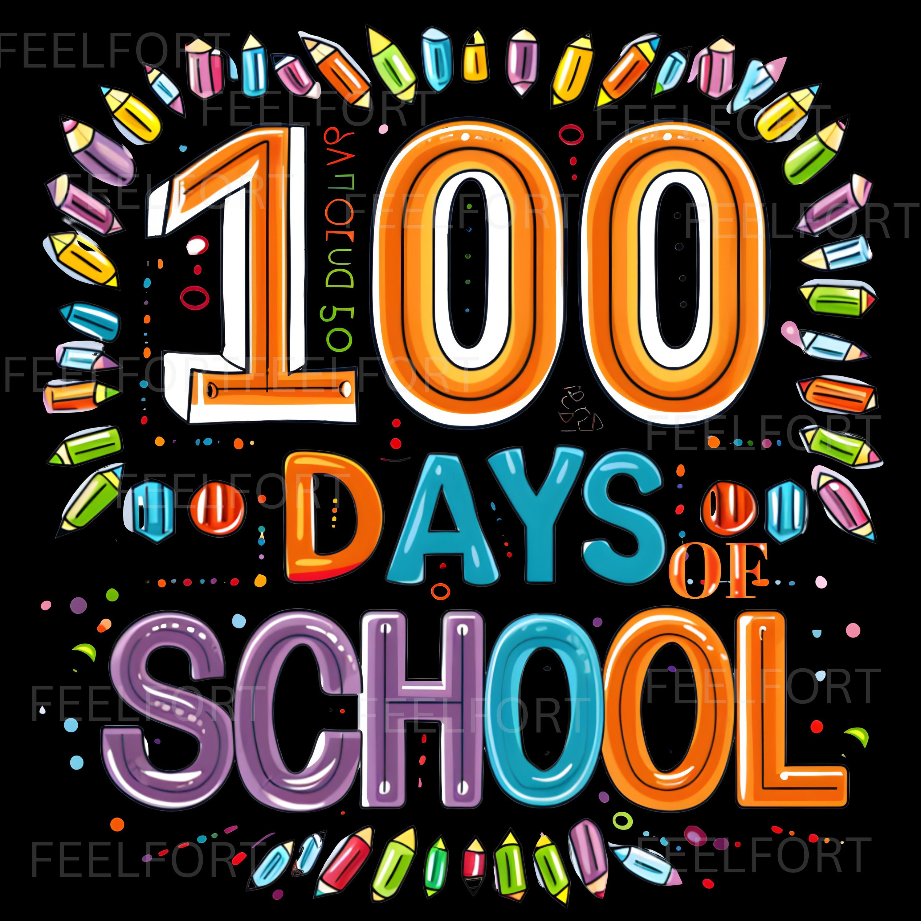 100 Days of School Png Sublimation Design Download, Happy 100 Days Png ...