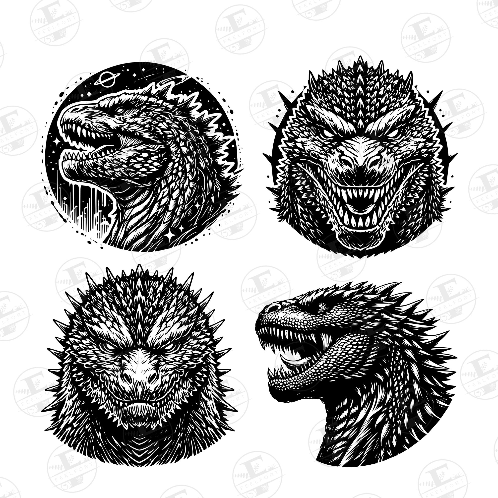 Angry Godzilla SVG PNG Bundle, Scary Godzilla Svg, Cartoon Godzilla Svg ...