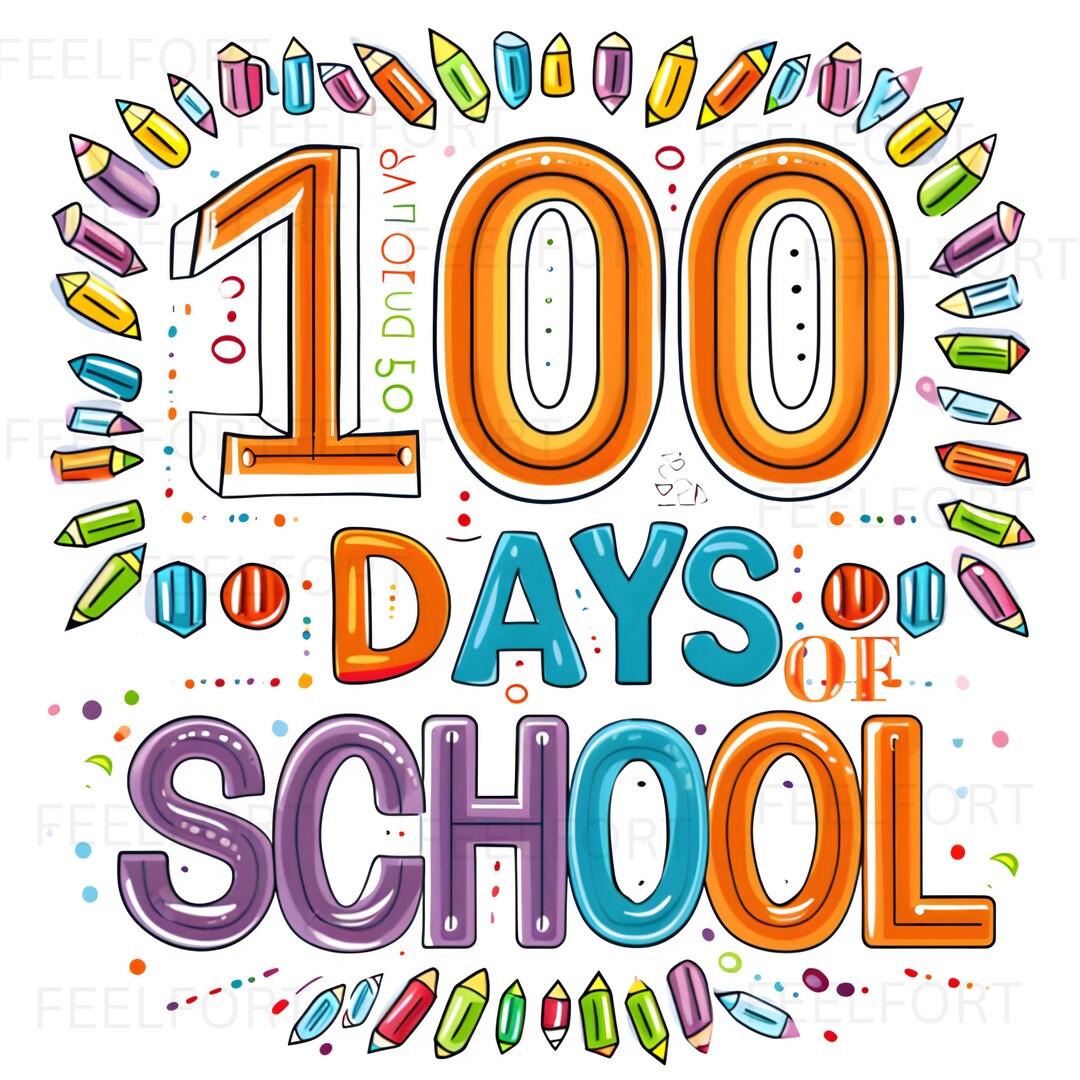 100 Days of School Png Sublimation Design Download, Happy 100 Days Png ...