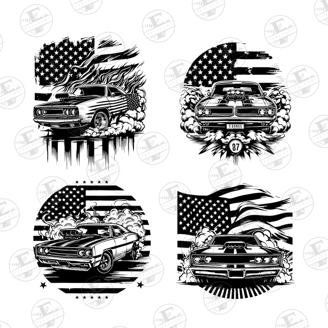 Muscle Car Burnout SVG PNG Bundle, Muscle Car Svg, Car Burnout Svg ...