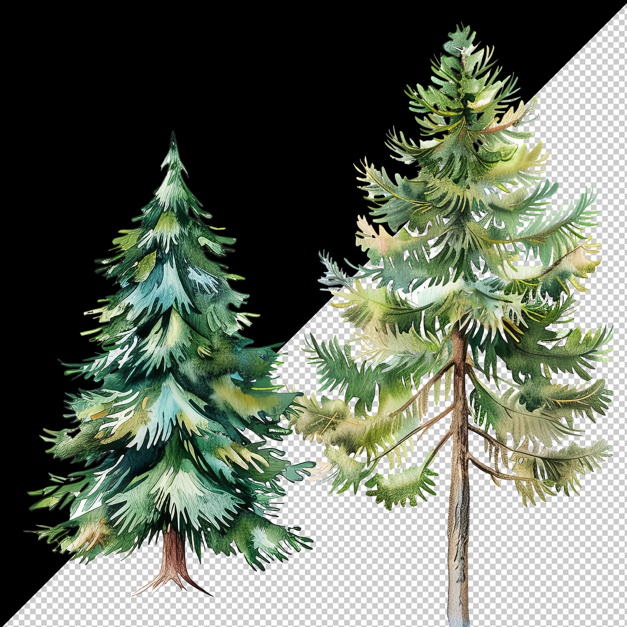 Watercolor Forest Trees Clipart Pine Trees PNG Pine Forest Woodland ...