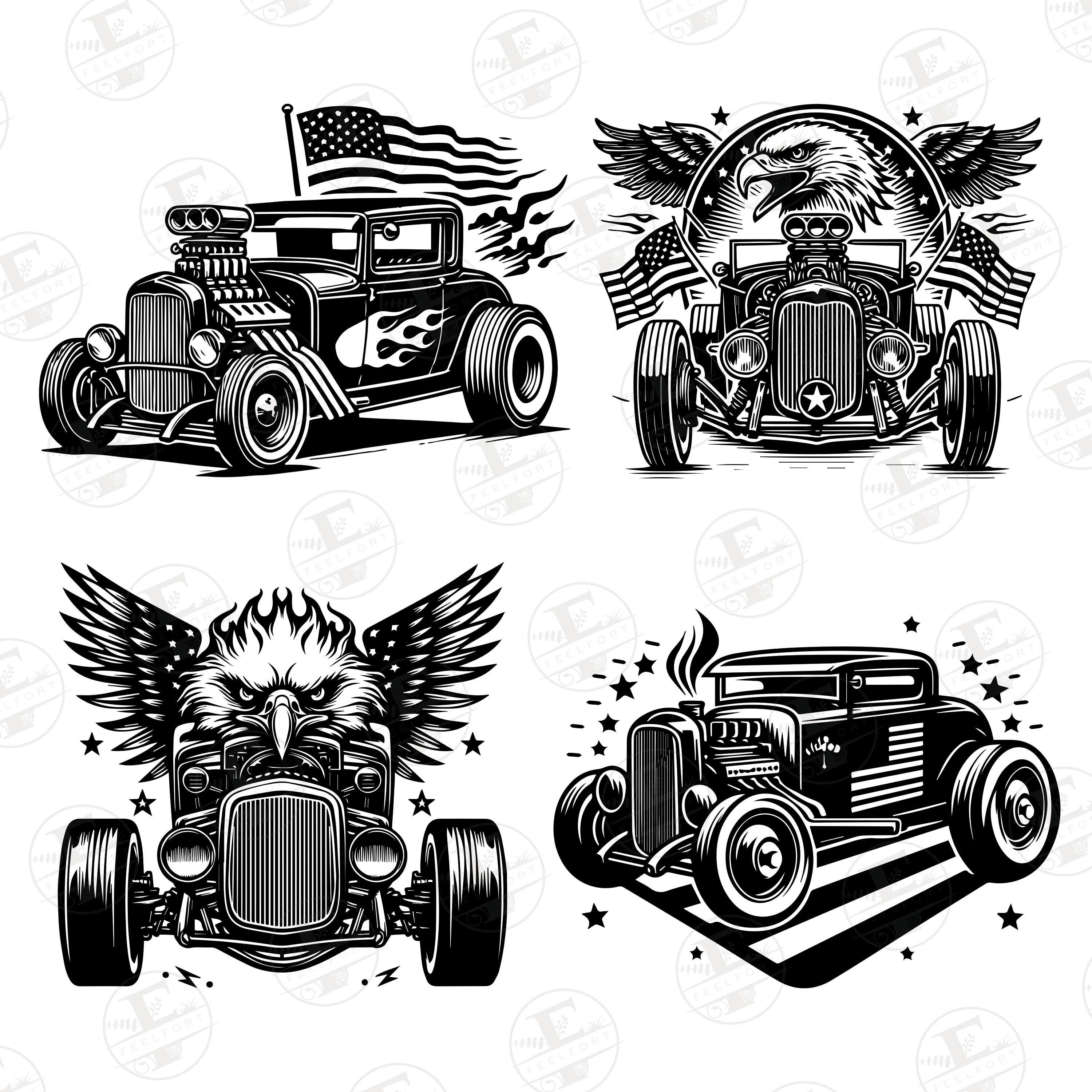 Hot Rod Car SVG PNG Bundle, Muscle Car Svg, Car Burnout Svg, Muscle Car ...
