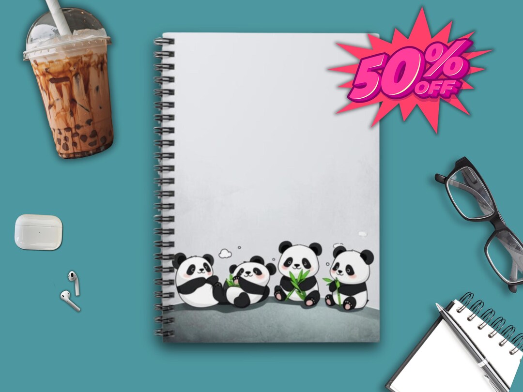 Cute Panda Spiral Notebook - Perfect Gift for Students, Journaling ...