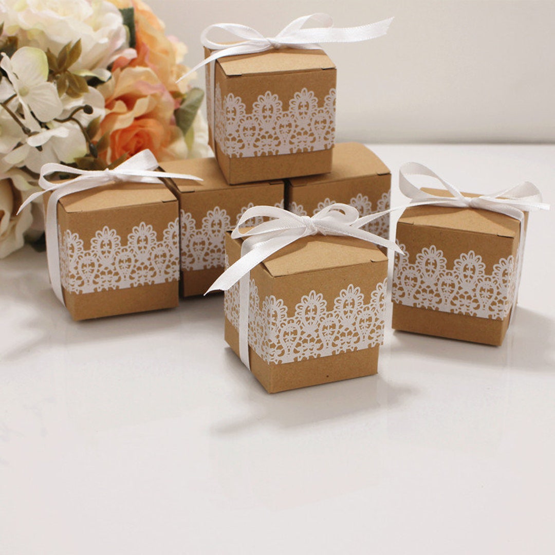 Gift Box, Kraft Brown Gift Box, Gift Box With White Ribbon, Wedding ...