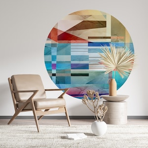 Circle Wall Decal | Color Block Wall Sticker | Abstract Circle Wall Art ...
