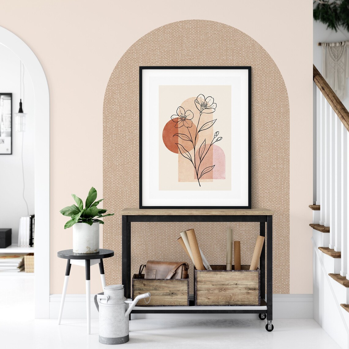 Boho Wall Sticker Wicker Texture Look Removable Sticker | Etsy