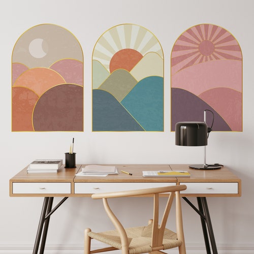 Landscape Boho Wall Arch Decal Boho Wall Art Sticker - Etsy
