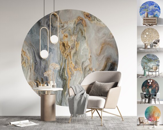 Circle Wall Decal Color Block Wall Sticker Modern Terrazzo - Etsy