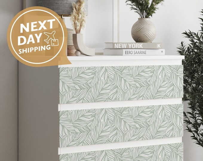 Ikea Malm Decal Botanical Dark Leaves \ Dresser Sticker \ Removable ...