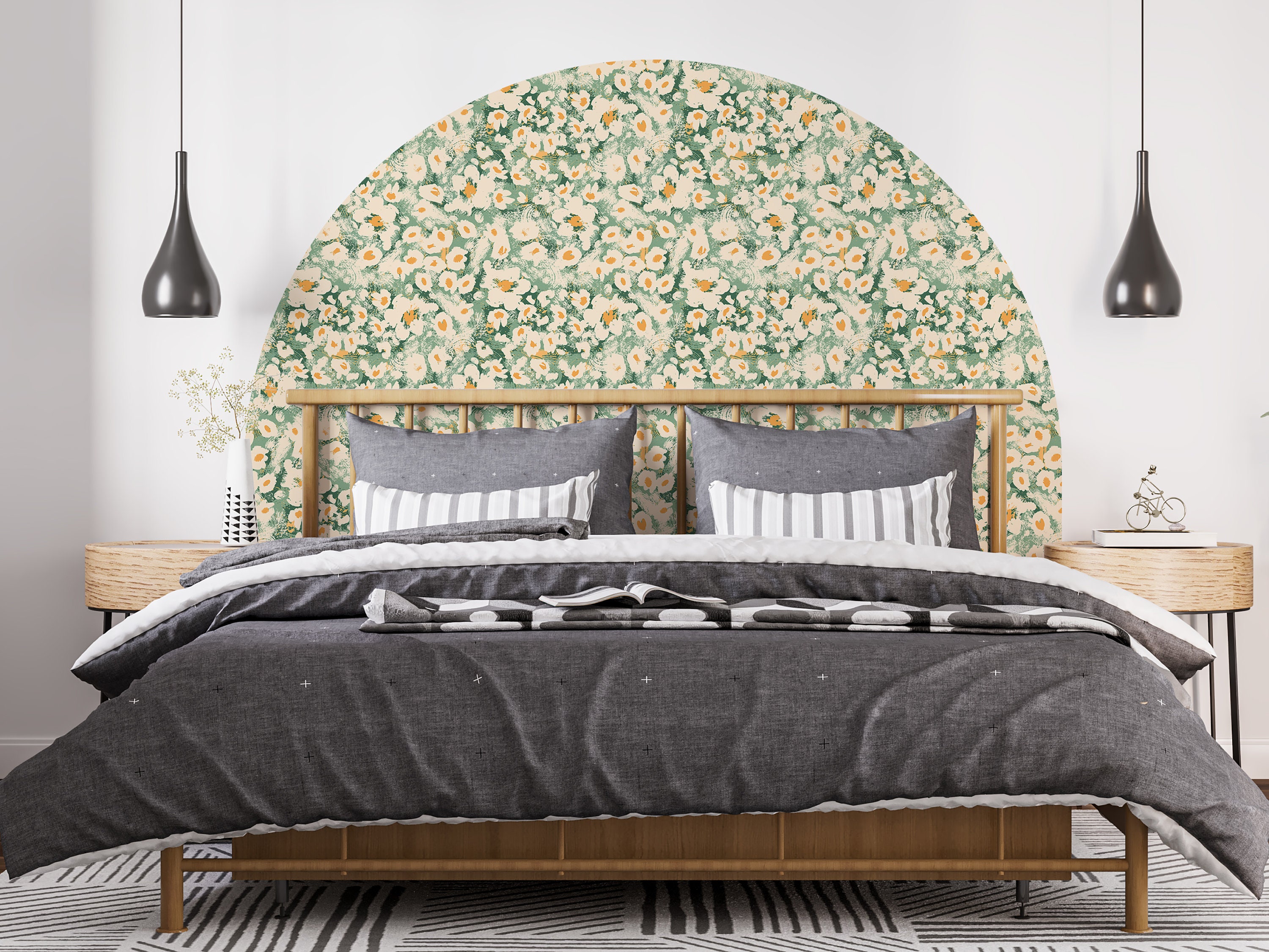 Headboard Wall Decal Bed Arch Sticker Color Block Wall - Etsy