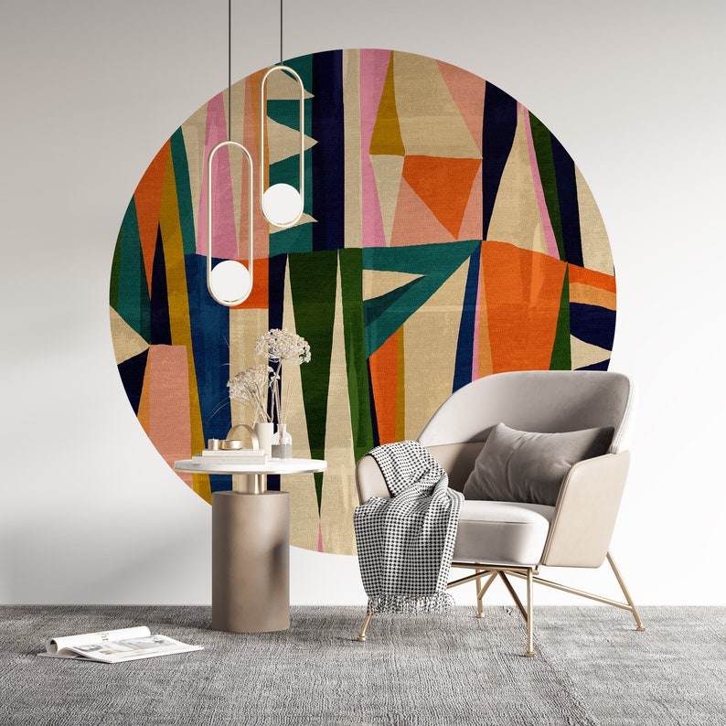 Circle Wall Decal Color Block Wall Sticker Abstract Circle | Etsy