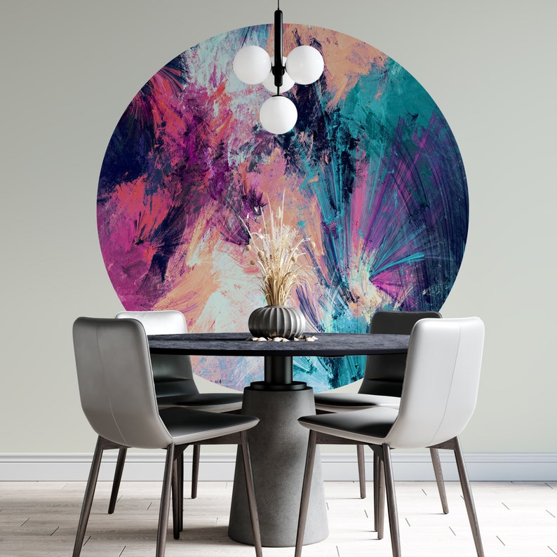 Circle Wall Decal Color Block Wall Sticker Abstract Circle | Etsy