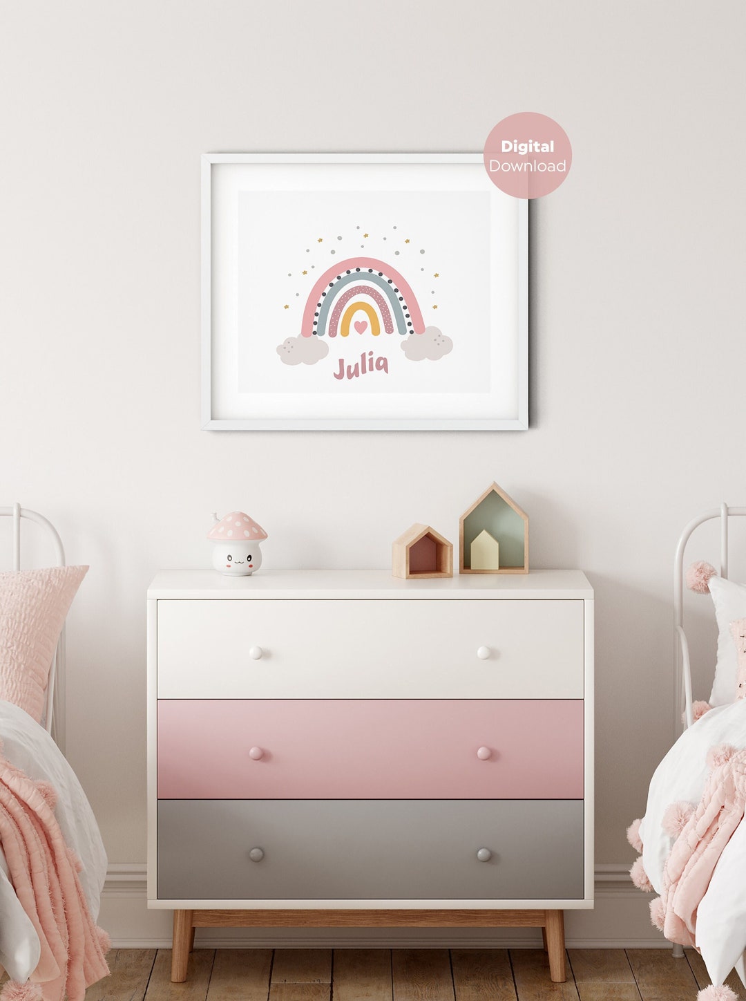 Boho Rainbow Printable Personalized Name Printable Wall Art Digital ...