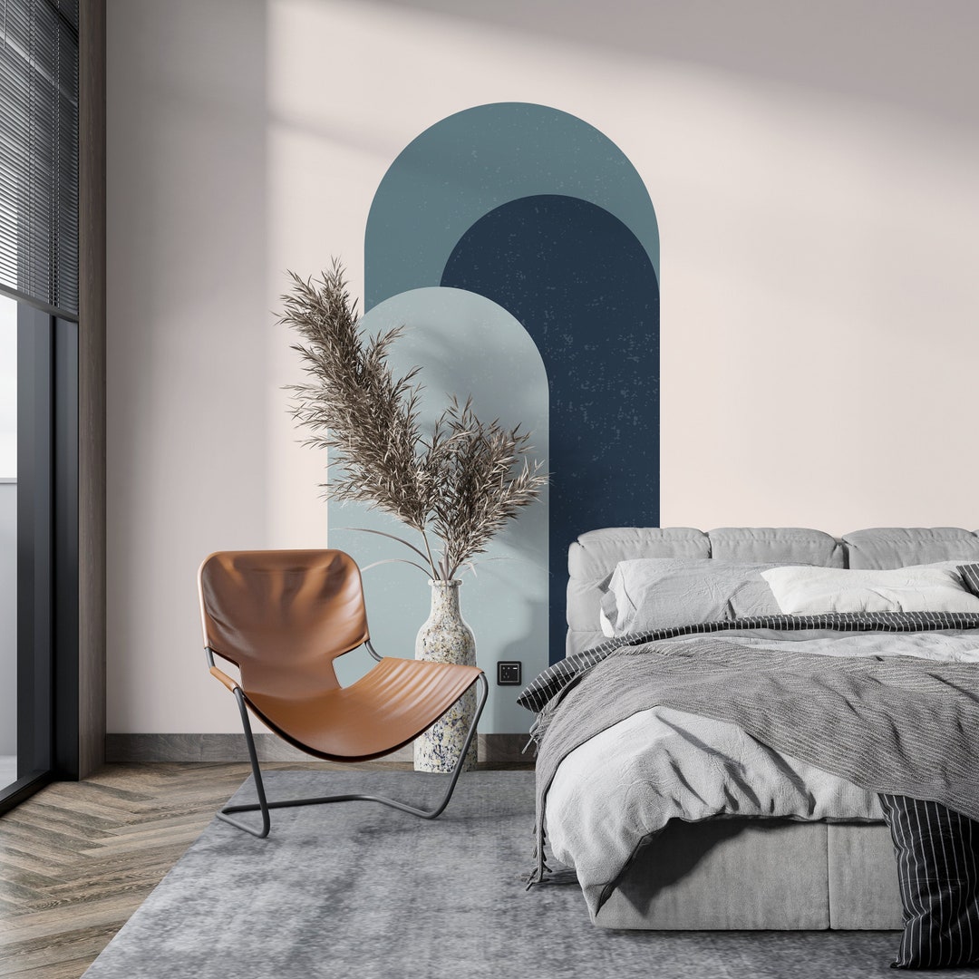 Boho Colorblock Wall Decal Mid Century Wall Art Arch Wall - Etsy